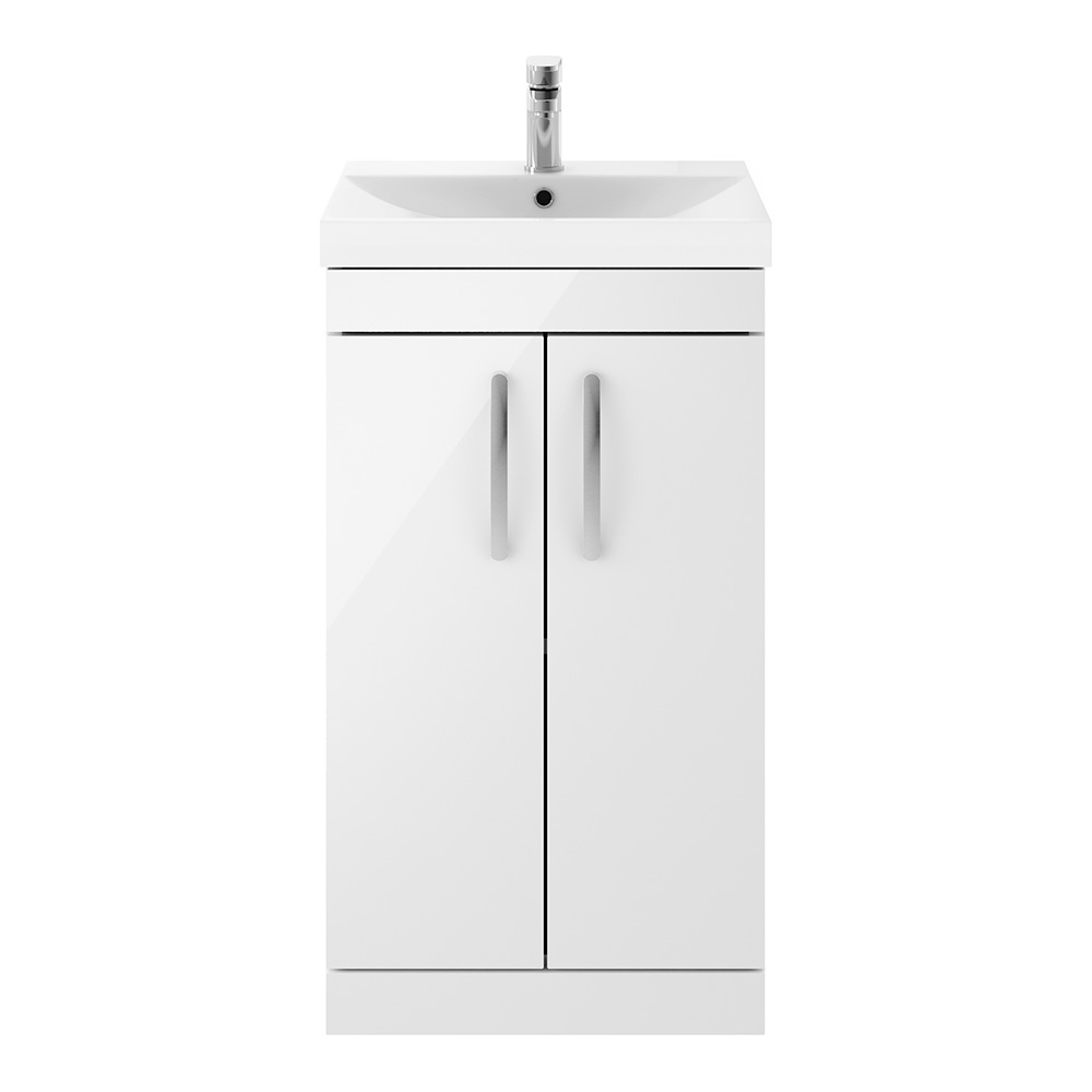 Nuie Athena 500mm Floor Standing 2-Door Vanity Unit with Thin-Edge ...