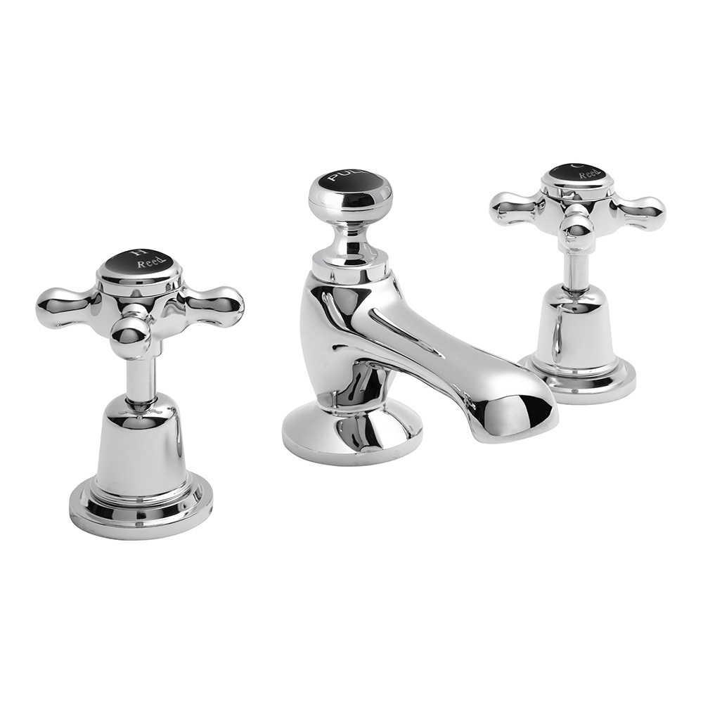 Old London by Hudson Reed Topaz Chrome Crosshead 3-Hole Basin Mixer Tap ...