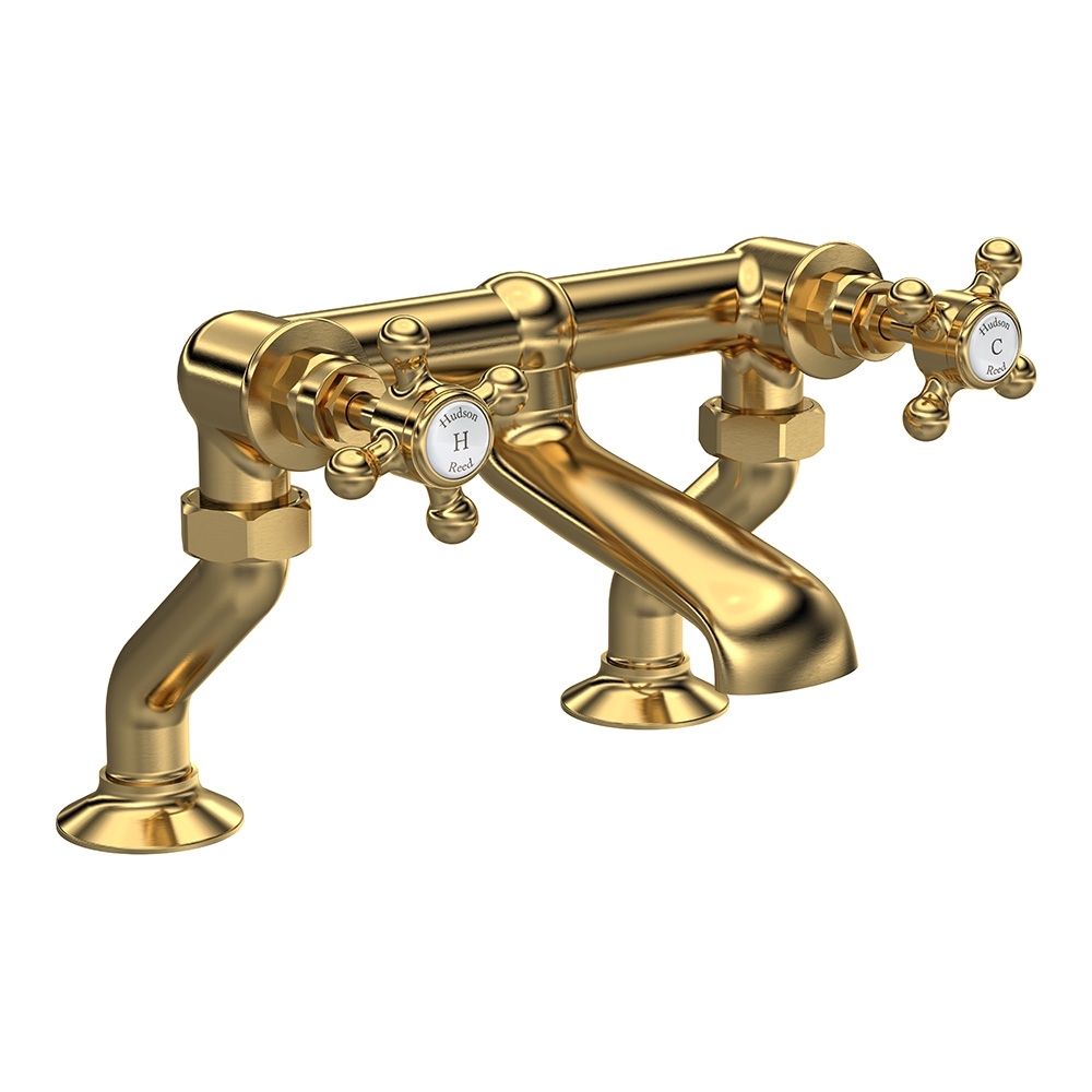 Old London by Hudson Reed Topaz Brushed Brass Crosshead Deck Mounted ...