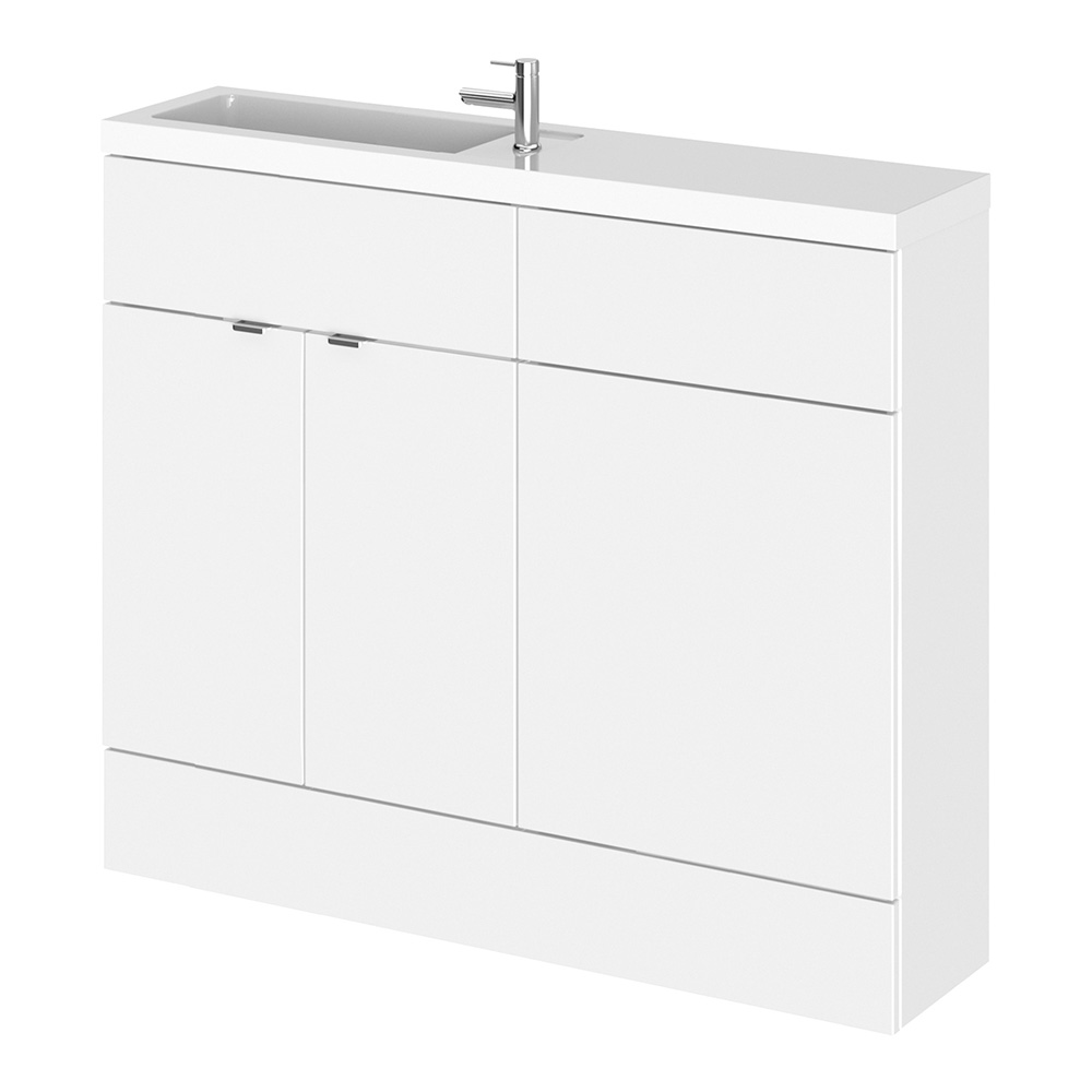 Hudson Reed Fusion 1000mm Floorstanding Combination Vanity Unit, WC Unit & Polymarble Basin 1TH ...