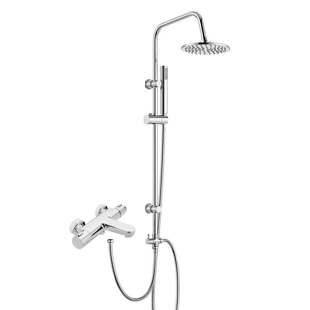 Jasmine Chrome Wall Mounted Thermostatic Bath Shower Mixer Tap & 3 Way ...