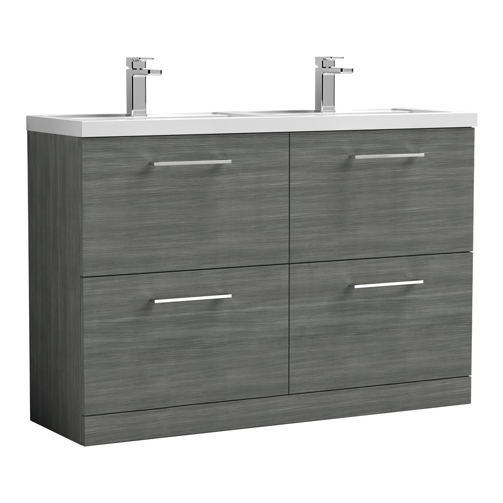 Nuie Arno 1200mm Floor Standing 4 Drawer Vanity Unit & Polymarble ...