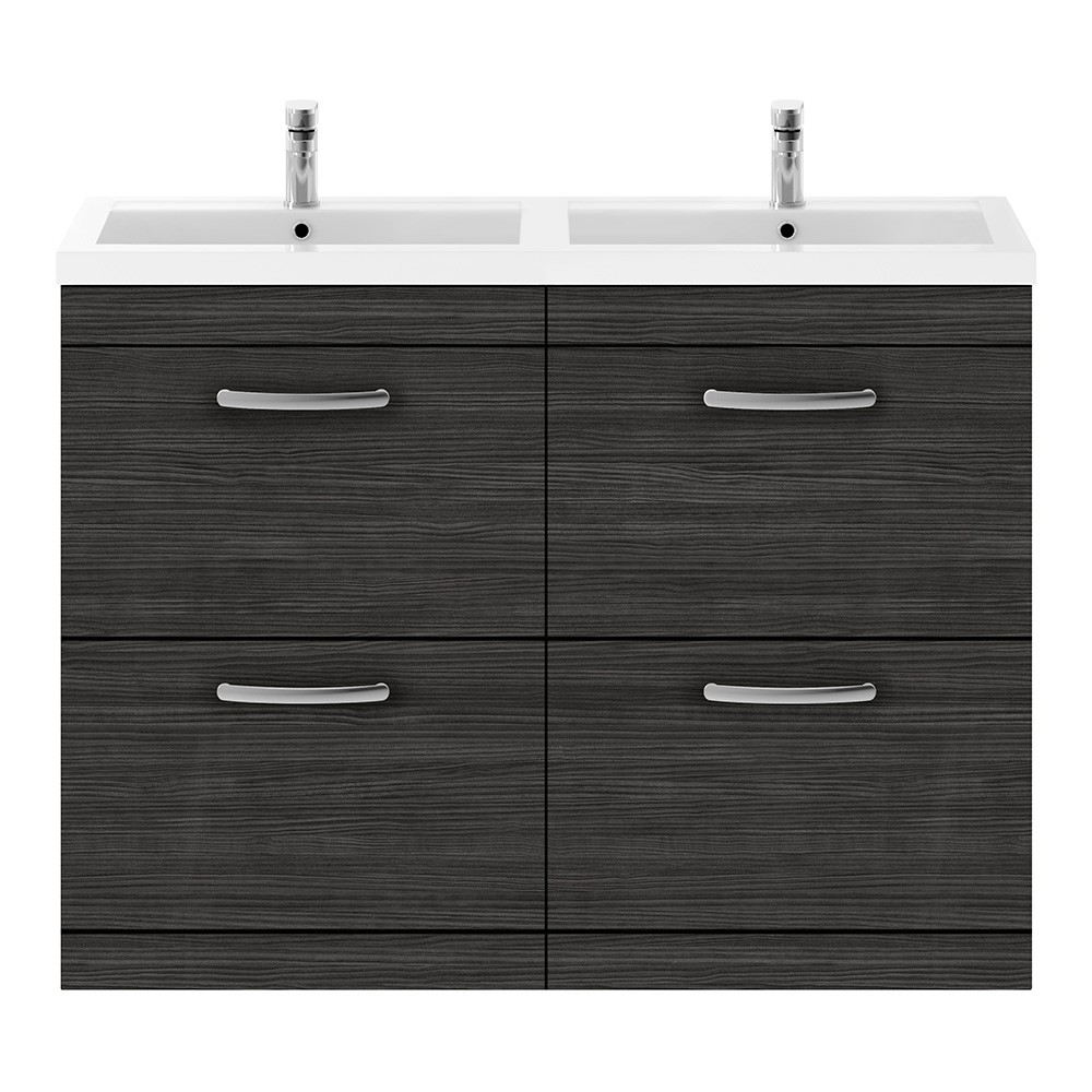 Nuie Athena 1200mm Floor Standing 4-Drawer Vanity Unit with Polymarble ...