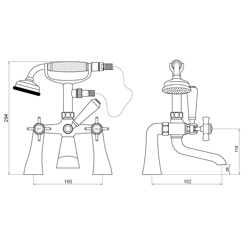 Westminster Traditional Chrome Freestanding Bath Shower Mixer Tap With ...
