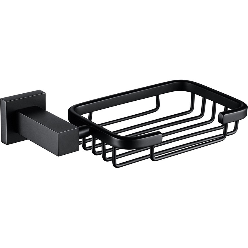 Wall Mounted Matt Black Soap Holder Basket - Modern Square Design ...