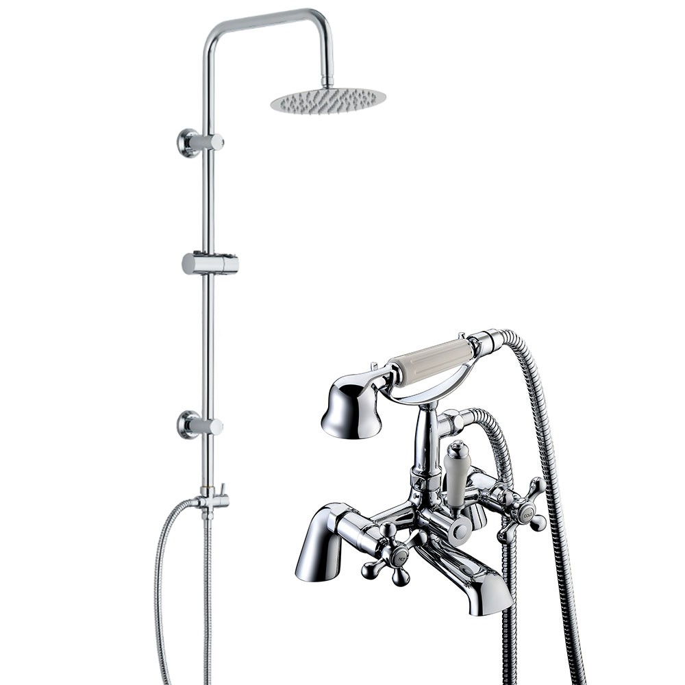 Belmont Traditional Chrome Deck Mounted Bath Shower Mixer Tap with ...