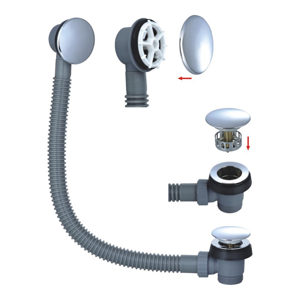Chrome Easy Clean Round Bath Sprung Waste & Overflow - 90cm - BTW5C ...