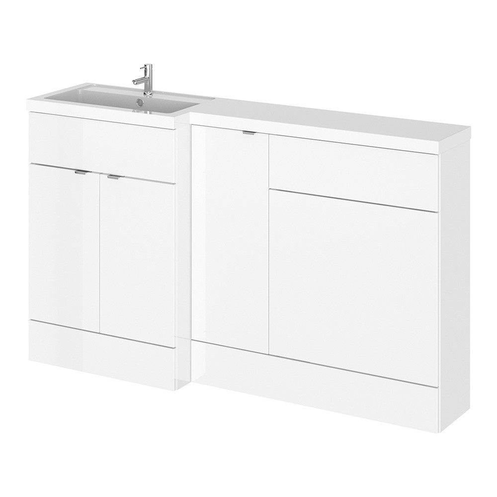Hudson Reed Fusion 1500mm Floorstanding Combination Vanity Unit, WC Unit & L-Shaped Polymarble ...