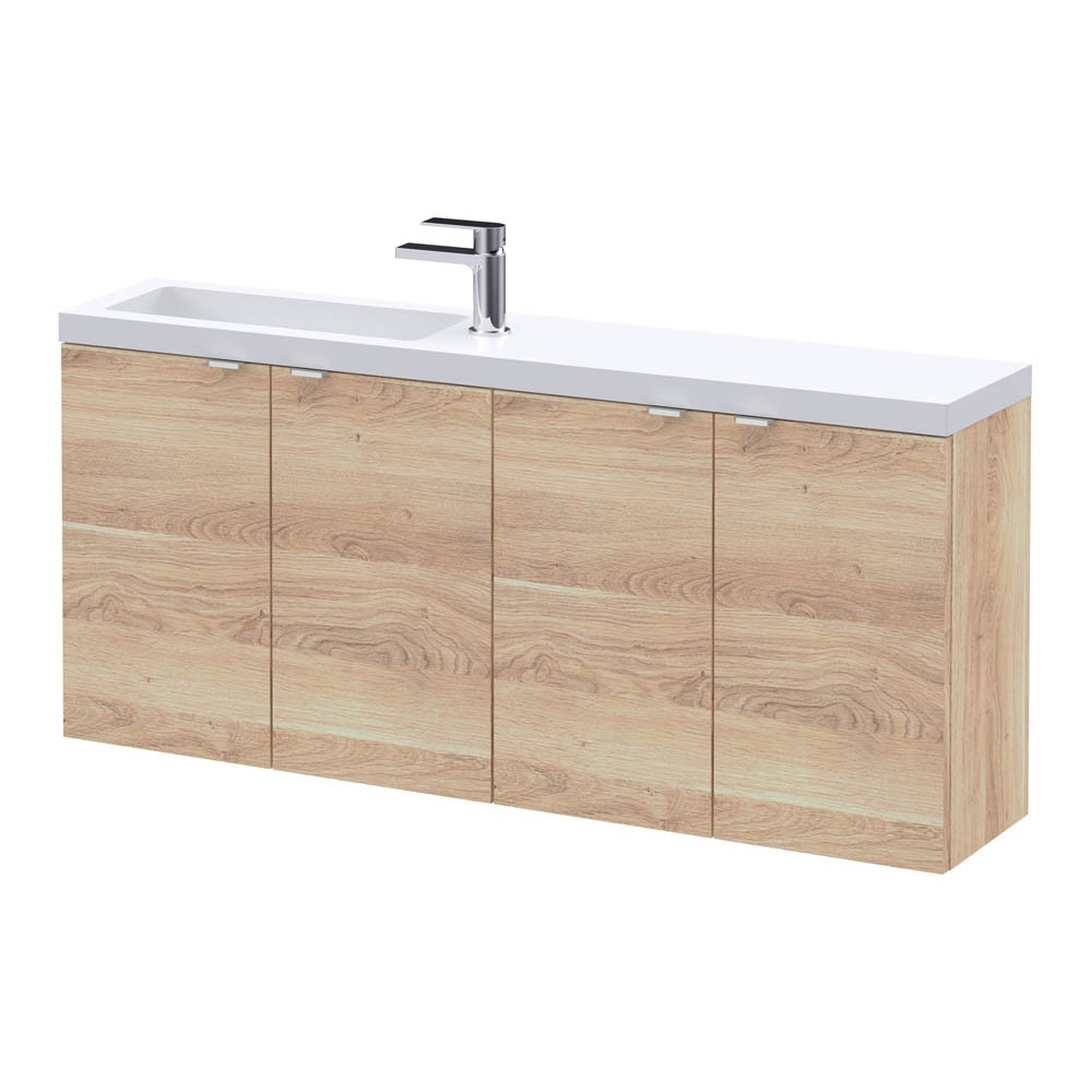 Hudson Reed Fusion 1200mm Wall Hung 4-Door Vanity Unit & Polymarble ...