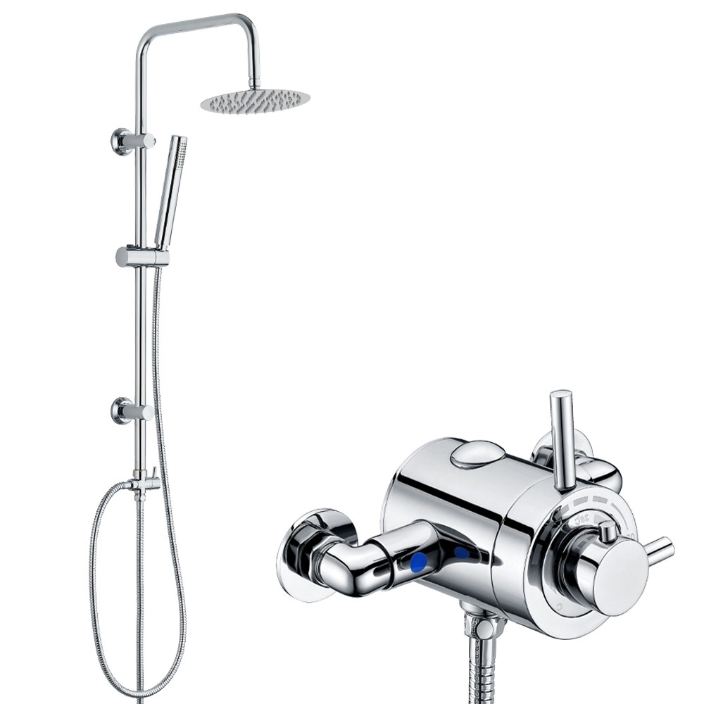 Chrome Concentric Exposed Thermostatic Shower Mixer Valve with Round 2 ...