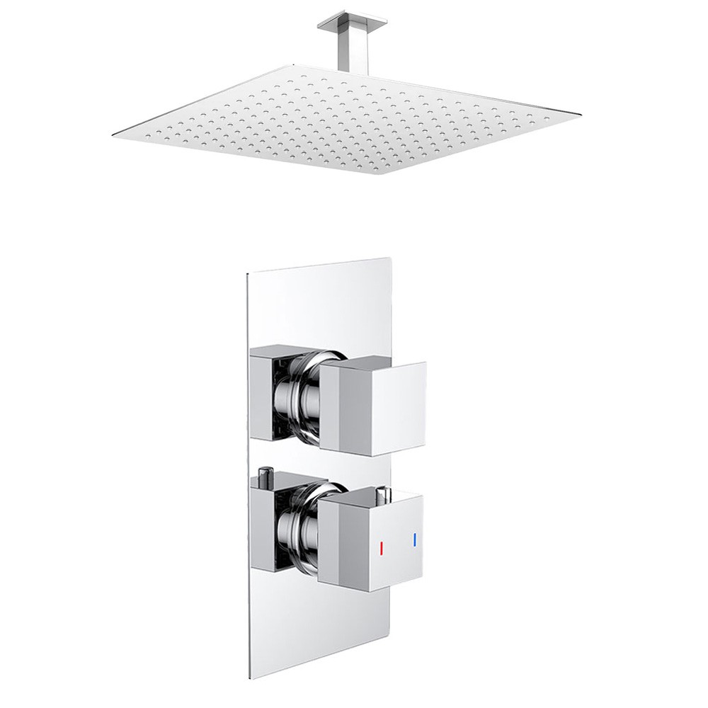 Dual Control Chrome Square Concealed Thermostatic Shower Mixer Valve ...