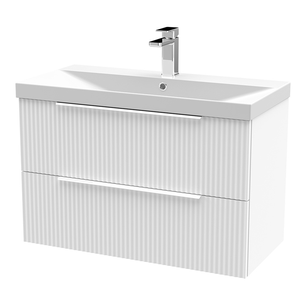 Hudson Reed Fluted 800mm Wall Hung 2-Drawer Vanity Unit & Thin-Edge ...