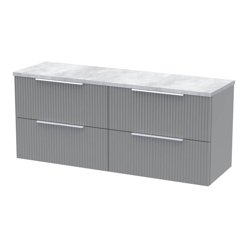 Hudson Reed Fluted 1200mm Wall Hung 4-Drawer Vanity Unit & Bellato Grey ...
