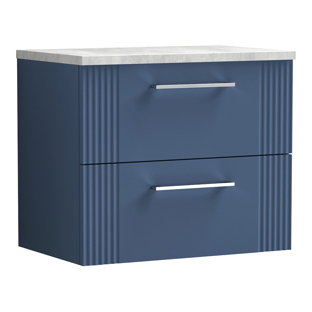 Nuie Deco 600mm Wall Hung 2-Drawer Vanity Unit & Bellato Grey Worktop ...