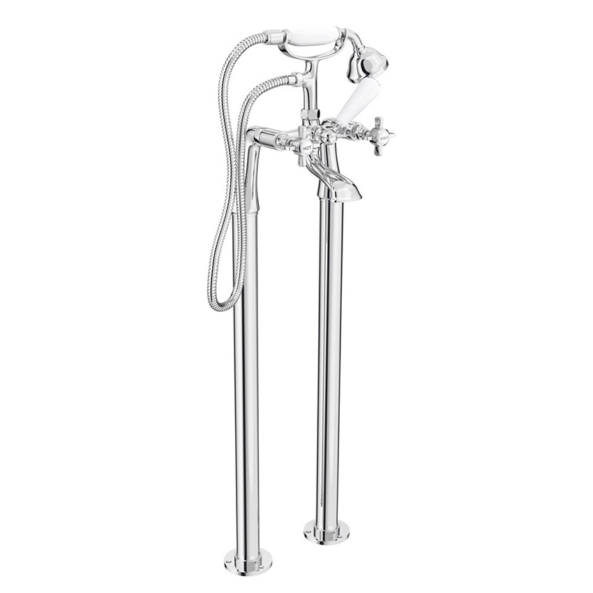Westminster Traditional Chrome Freestanding Bath Shower Mixer Tap With ...