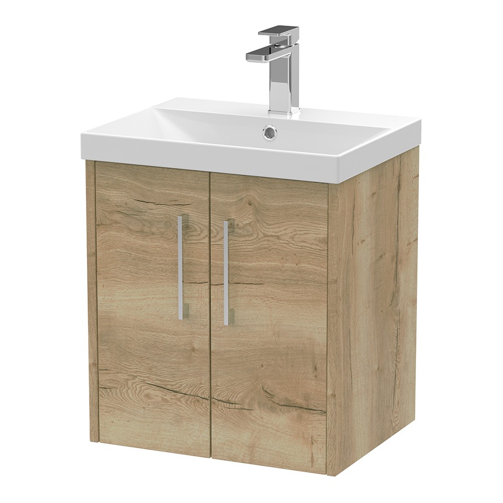 Hudson Reed Juno 500mm Wall Hung 2-Door Vanity Unit & Thin-Edge Basin ...