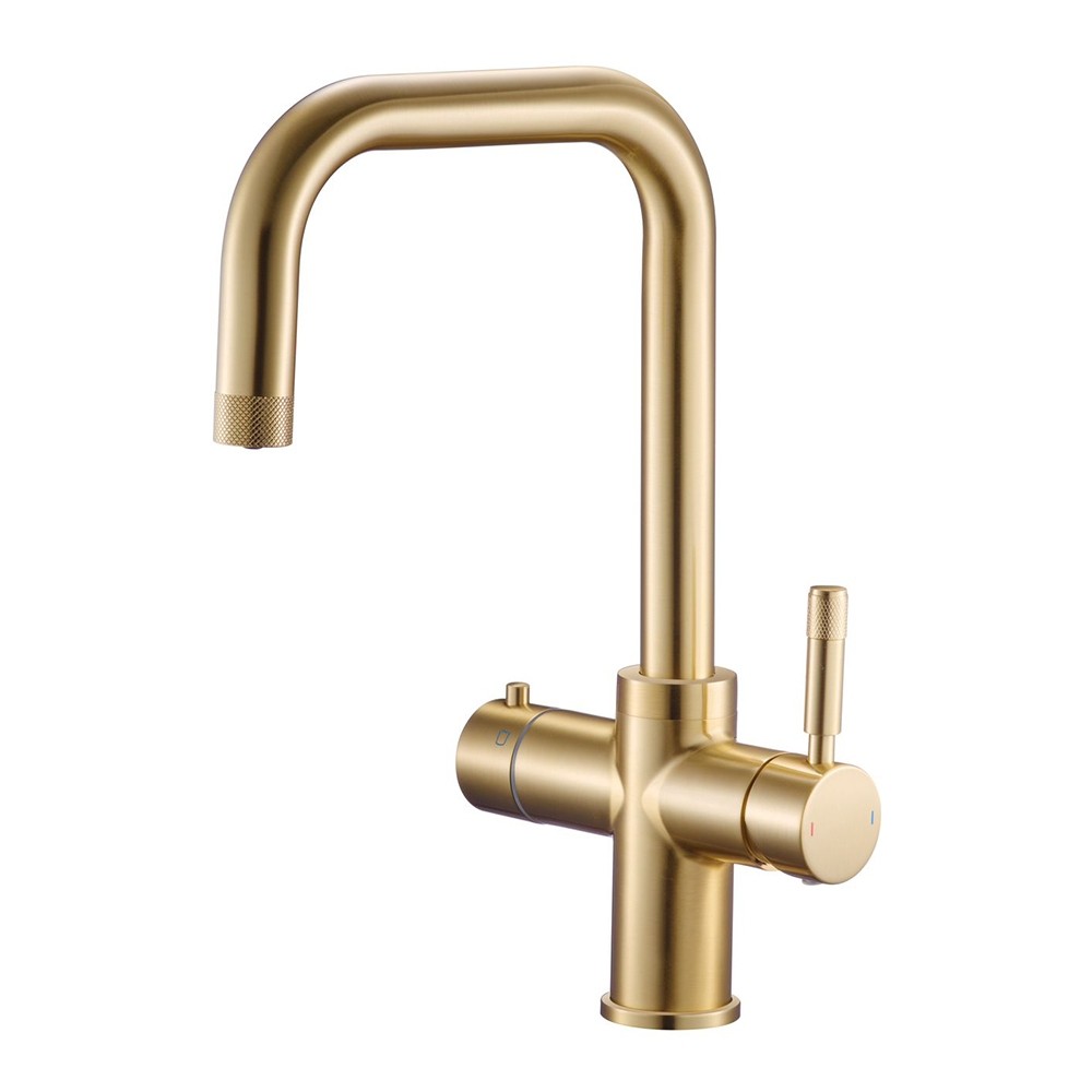 Kensington Brushed Brass 4-in-1 Instant Hot Water Kitchen Knurl Design ...