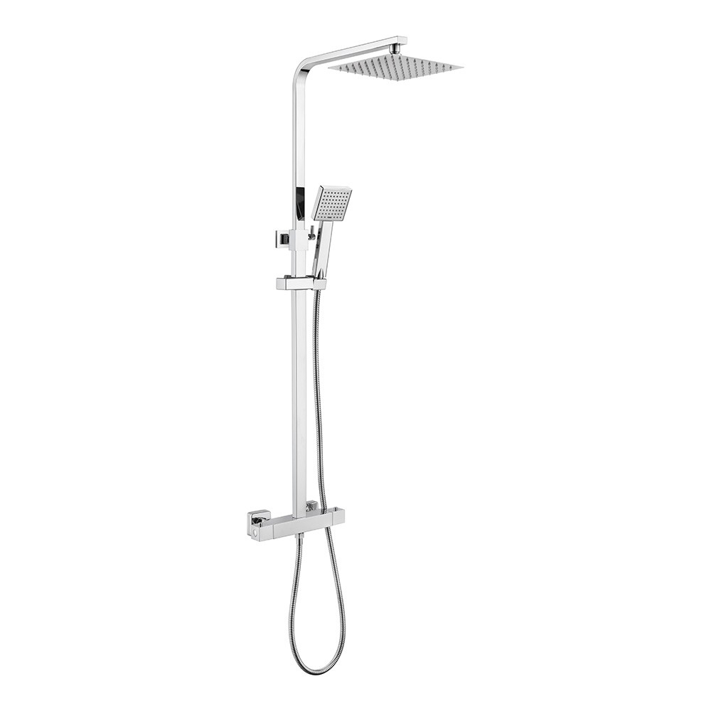Kensington Modern Chrome Square Thermostatic Valve Telescopic Rigid ...