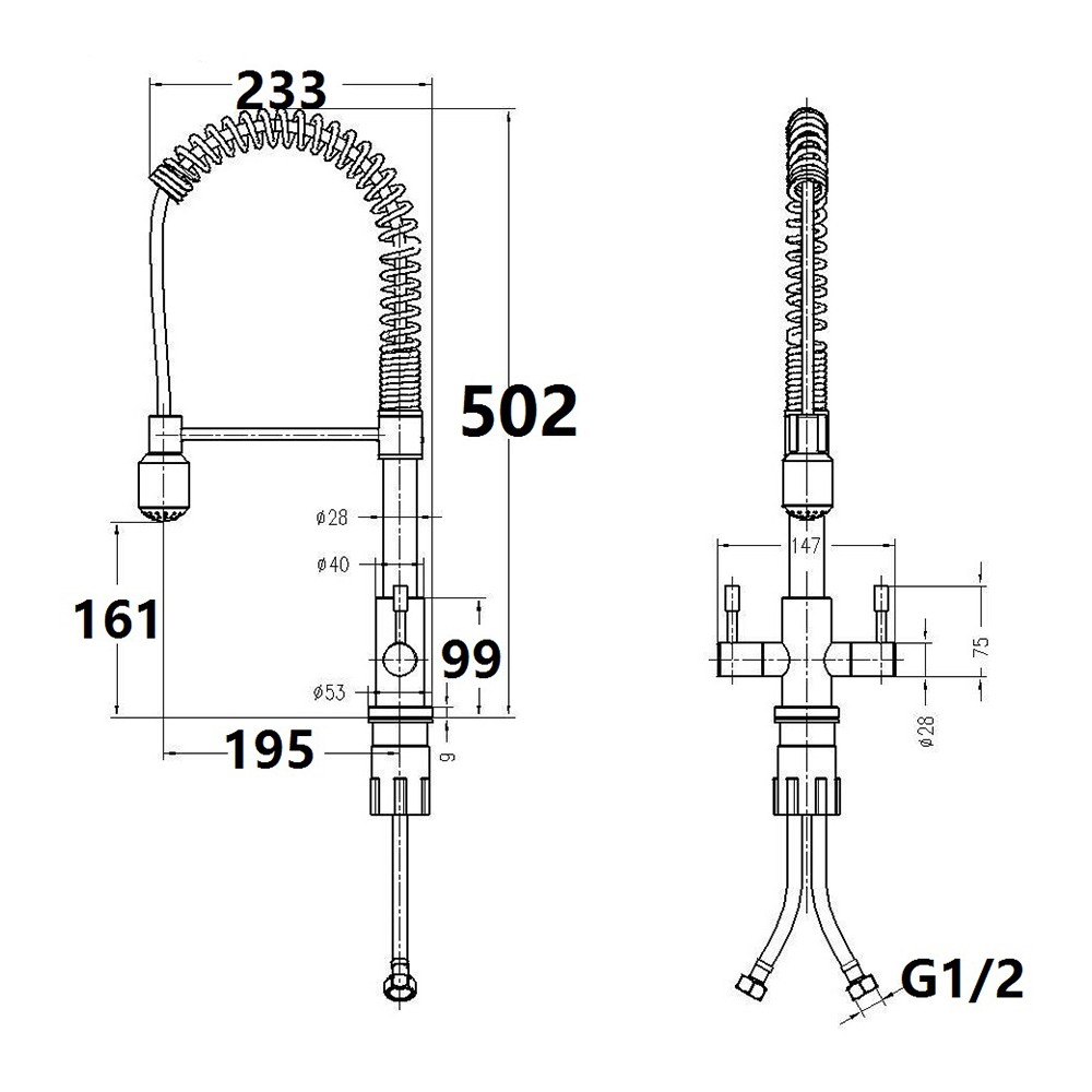 Olympia Chrome Modern Dual Lever Monoblock Kitchen Mixer Tap with Pull ...