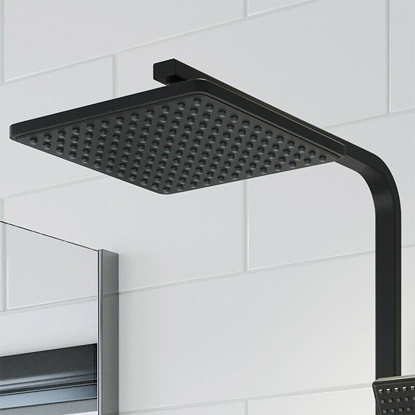 Kensington Modern Matt Black Square Thermostatic Valve Telescopic Rigid ...