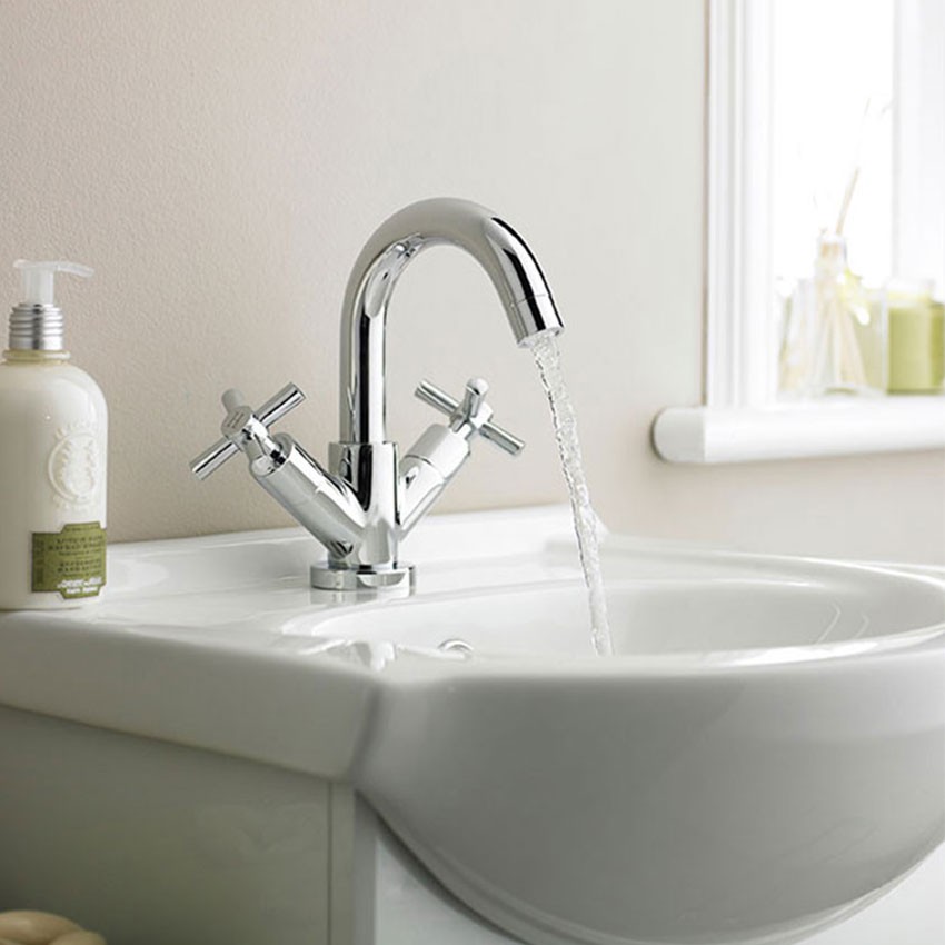 Mayfair Chrome Deck Mounted Mono Basin Mixer Tap - Modern Rounded ...