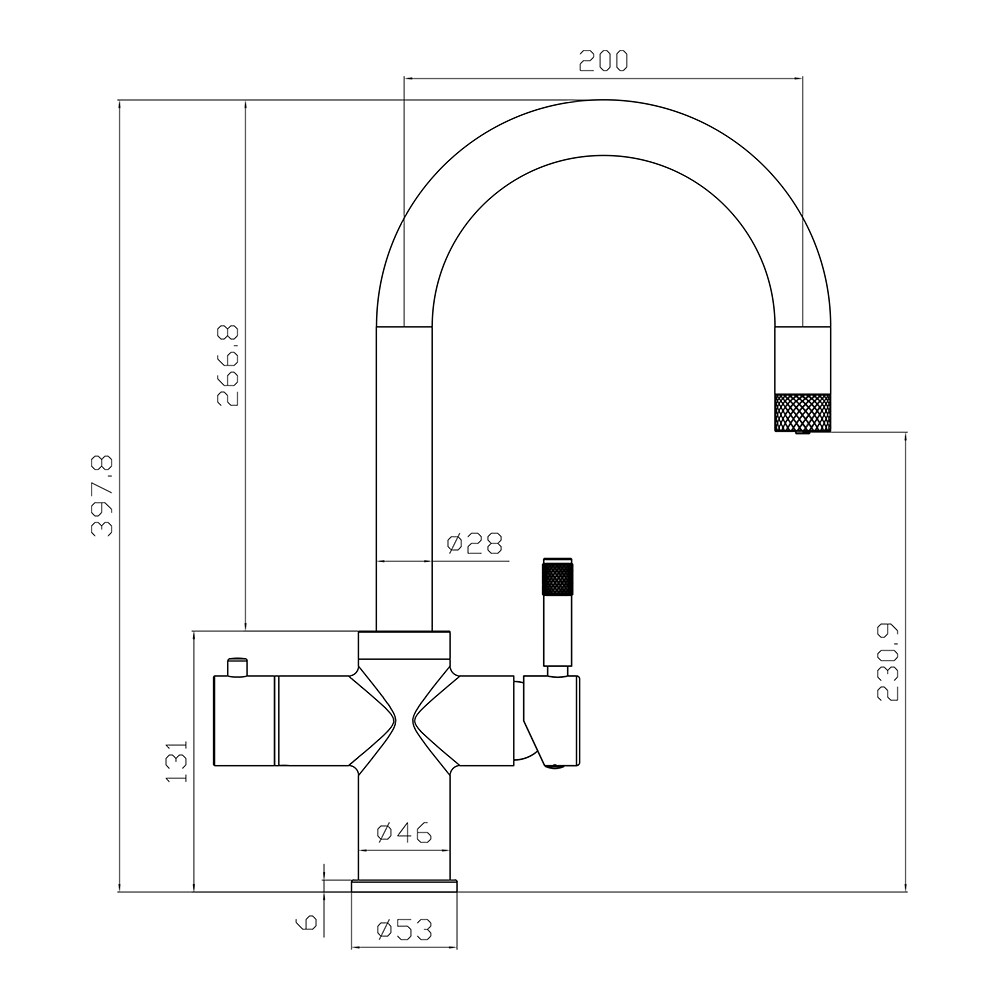 Mayfair Brushed Brass 4-in-1 Instant Boiling Hot Water Knurl Design Kitchen Tap - Complete Kit ...