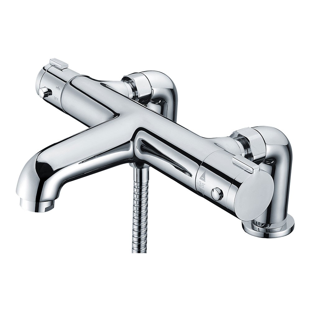 Oslo Thermostatic Bath Shower Mixer Tap with 3 Way Round Rigid Riser ...