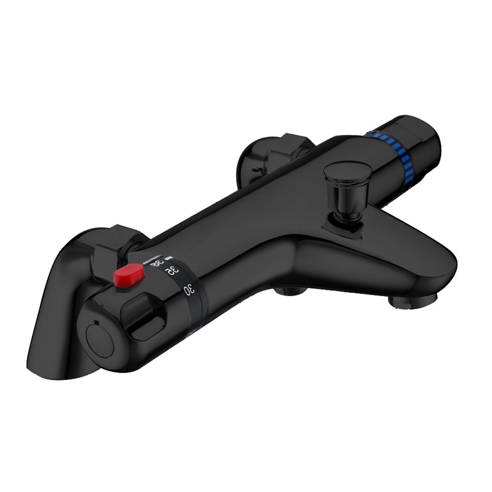 Eaton Matt Black Deck Mounted Thermostatic Bath Shower Mixer Tap ...