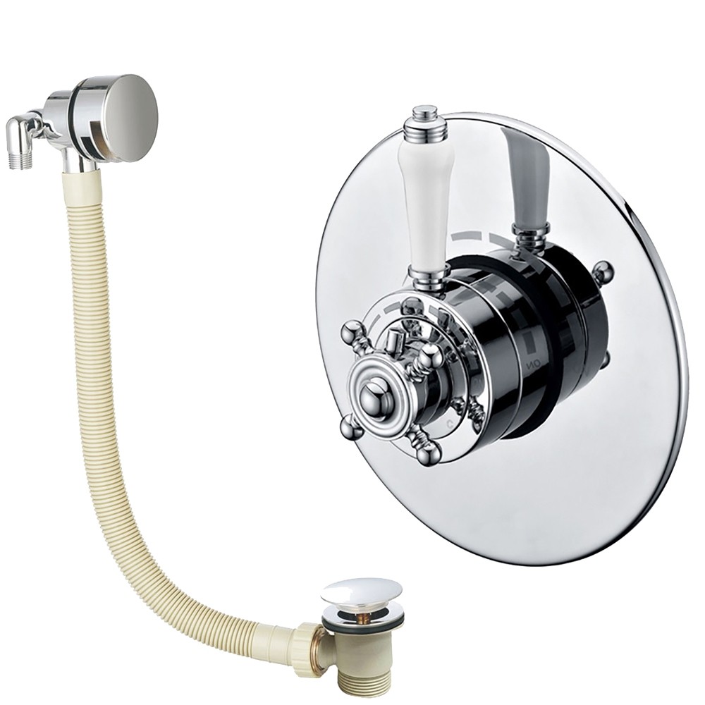 Traditional Chrome Concentric Dual Control Concealed Thermostatic Mixer ...