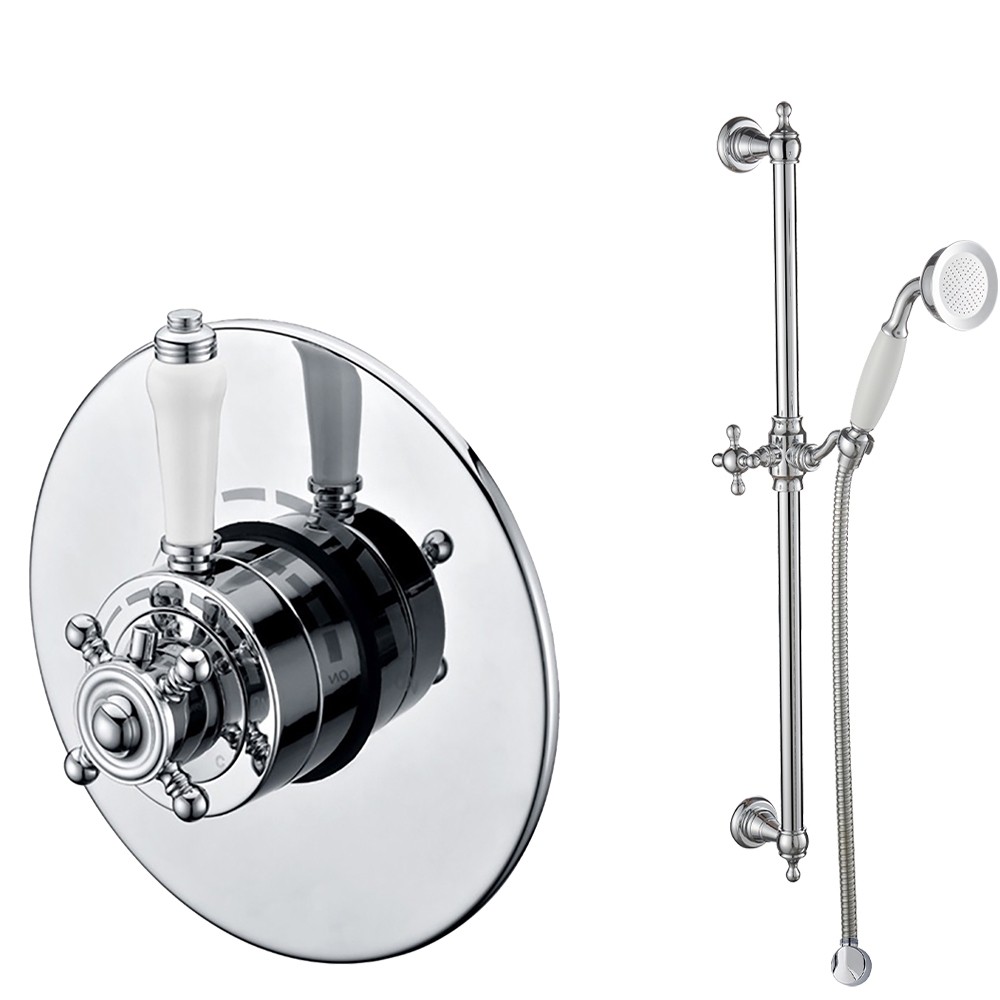 Traditional Chrome Concentric Dual Control Concealed Thermostatic ...