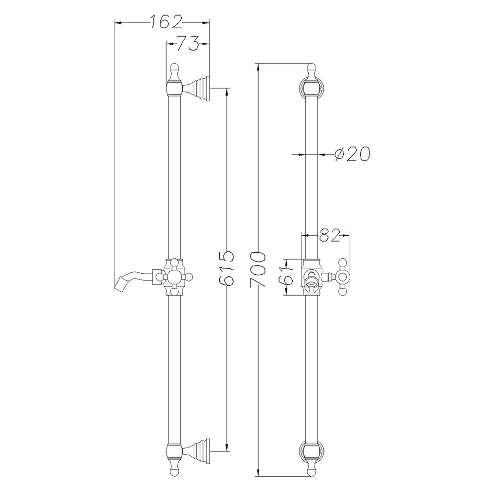 Traditional Chrome Exposed Concentric Thermostatic Shower Valve with ...