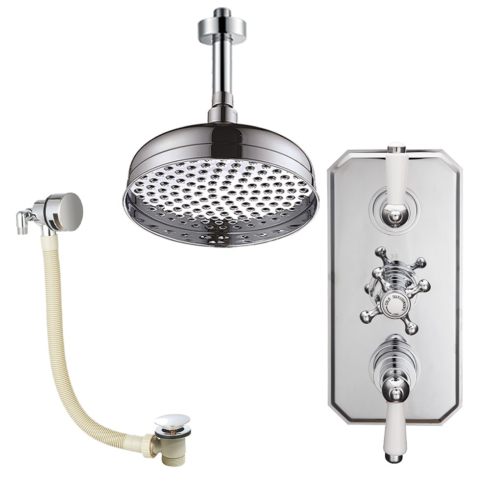 Traditional Chrome Triple Control Concealed Thermostatic Shower Mixer ...