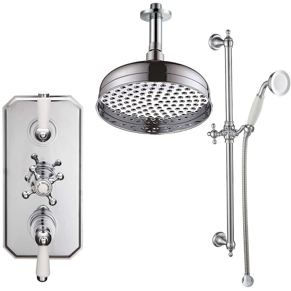 Traditional Chrome Triple Control Concealed Thermostatic Shower Mixer ...