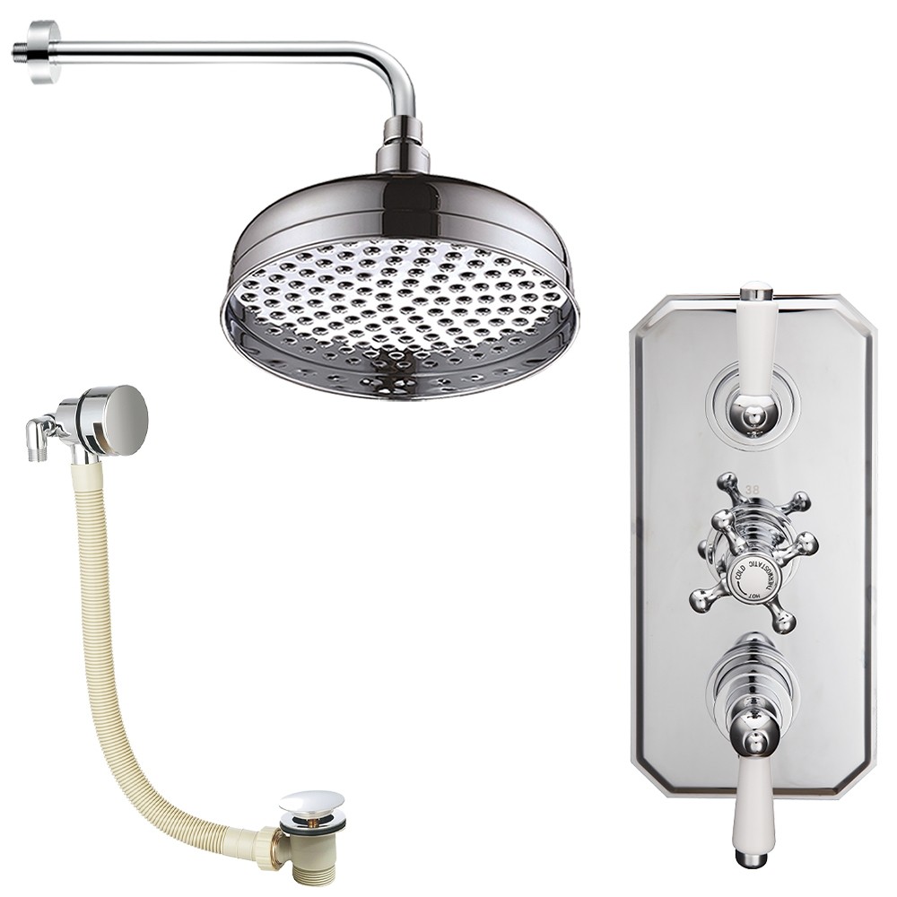 Traditional Chrome Triple Control Concealed Thermostatic Shower Mixer ...