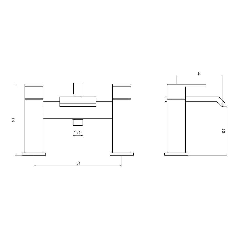Tribeca Chrome Deck Mounted Bath Shower Mixer Tap & Square 3 Way ...