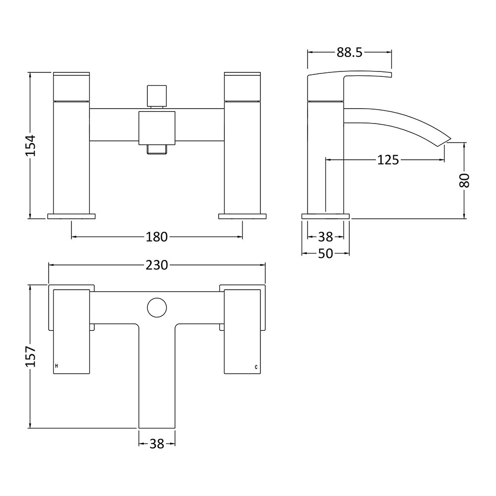Nuie Vibe Deck Mounted Bath Shower Mixer Tap - Chrome - TSI304 ...