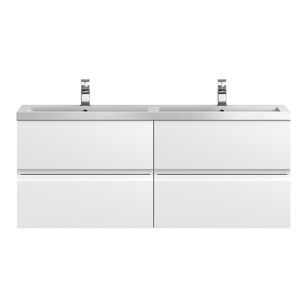 Hudson Reed Urban 1200mm Wall Hung 4-Drawer Vanity Unit & Double ...