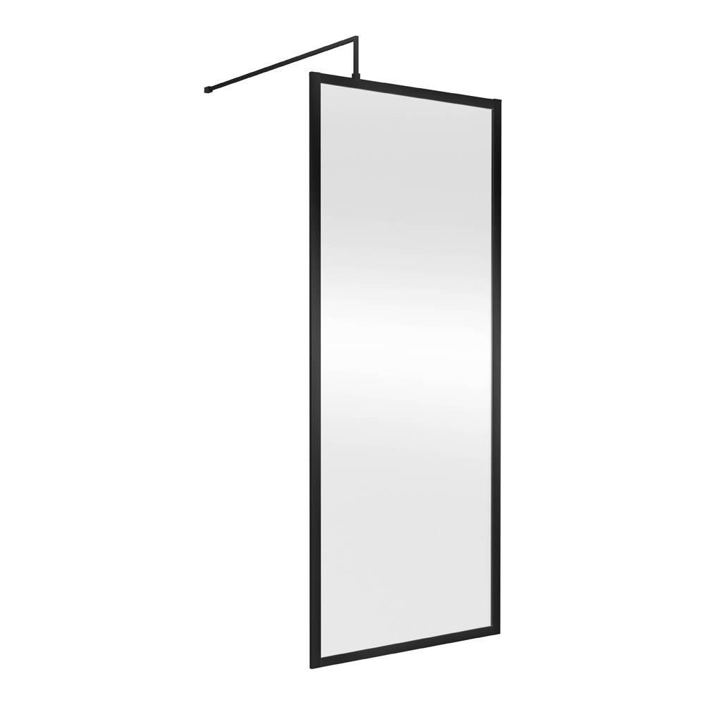Nuie Wetroom Screen with Matt Black Full Outer Frame 800mm W x 1850mm H x 8mm Glass WRFBP1880 ...