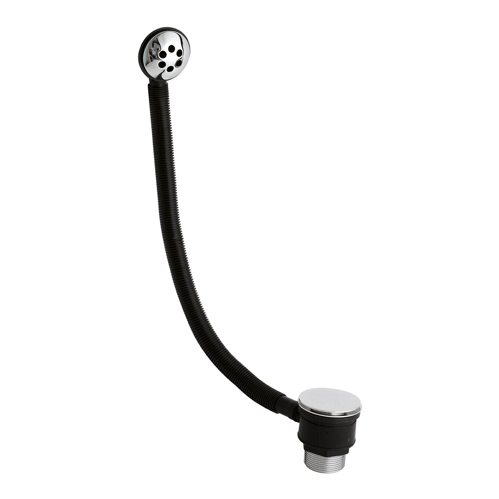 Nuie Push Button Bath Waste with Overflow - Chrome - EK321 | Bathroom House