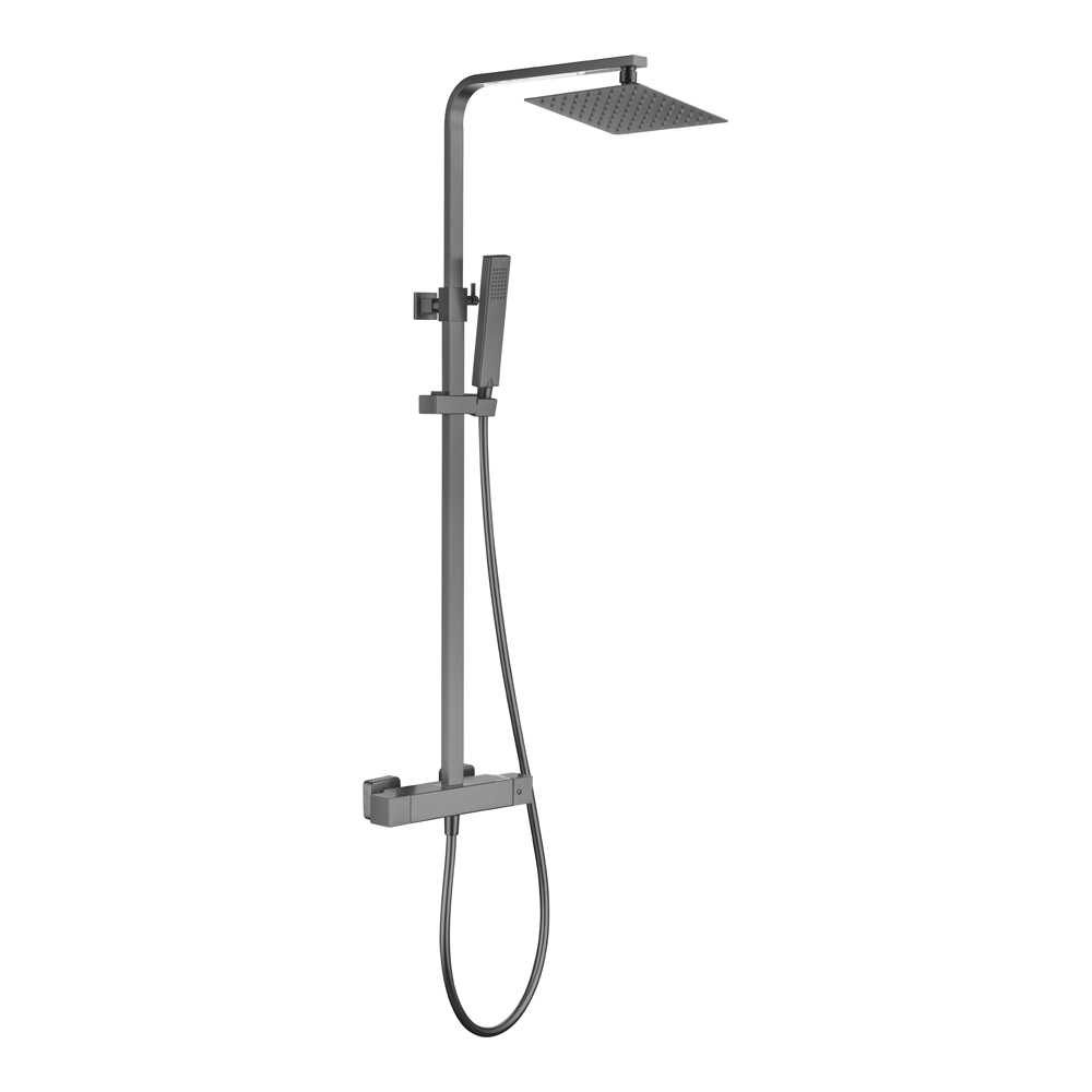 Kensington Modern Gunmetal Grey Square Thermostatic Valve Telescopic ...