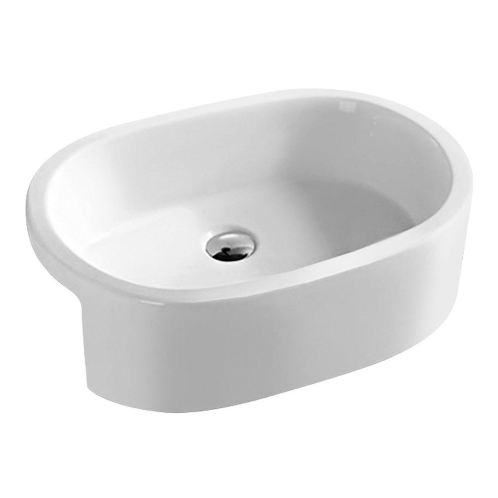 Hudson Reed 570mm Rounded Semi-Recessed Vessel Basin with Overflow ...