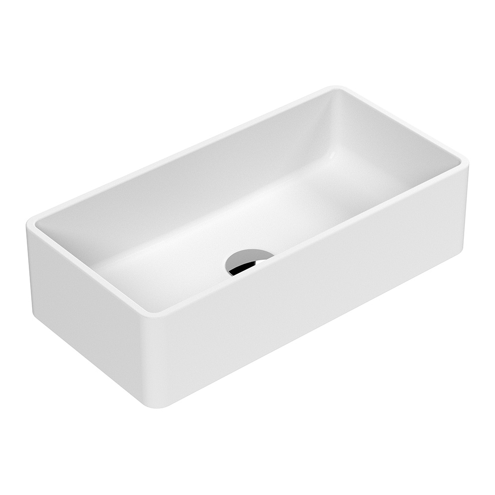 Hudson Reed 465mm Rectangular Countertop Vessel Basin - Matt White ...