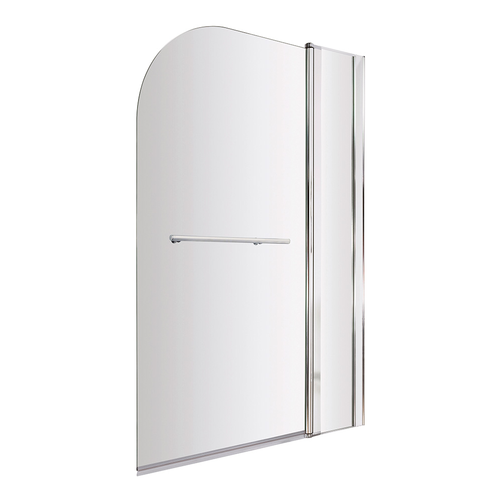 Nuie Pacific Round Bath Shower Screen with Fixed Panel & Rail 1430mm H ...
