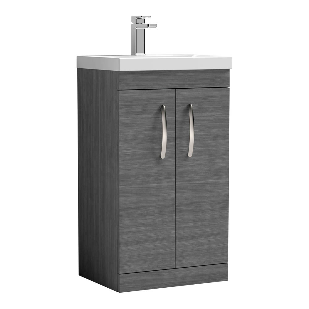Nuie Athena 500mm Floor Standing 2-Door Vanity Unit with Mid-Edge Basin ...
