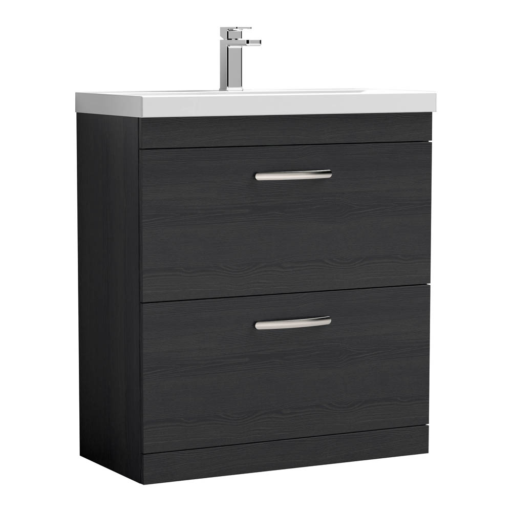 Nuie Athena 800mm Floor Standing 2-Drawer Vanity Unit with Thin-Edge ...