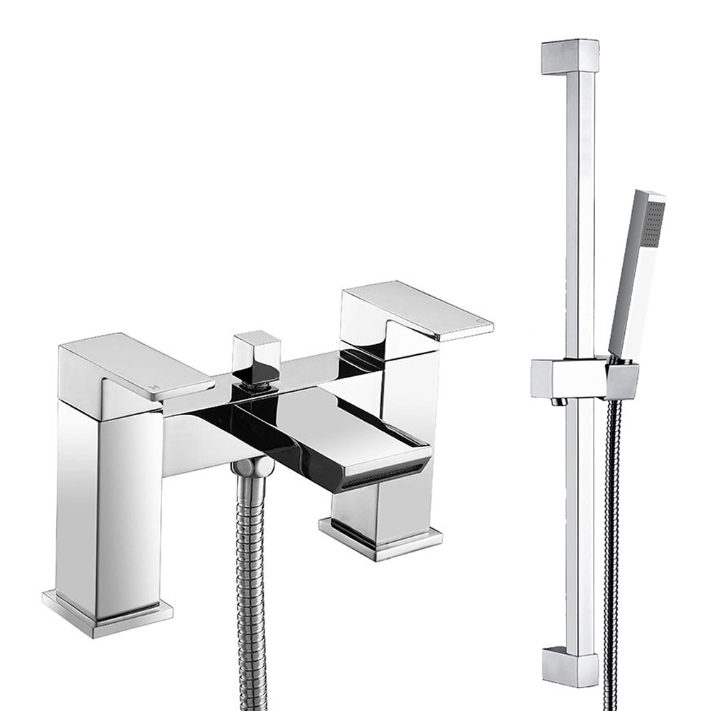 Babington Chrome Deck Mounted Bath Shower Mixer Tap & Shower Slider ...