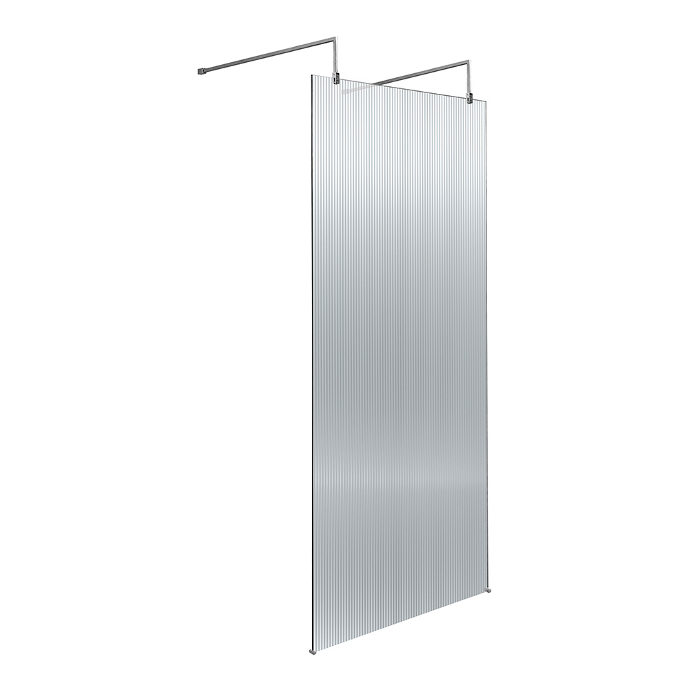 Hudson Reed Fluted Wetroom Shower Screen with Chrome Support Arms ...