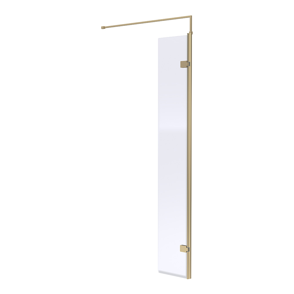 Nuie Wetroom Return Shower Screen with Brushed Brass Hinged Profile ...